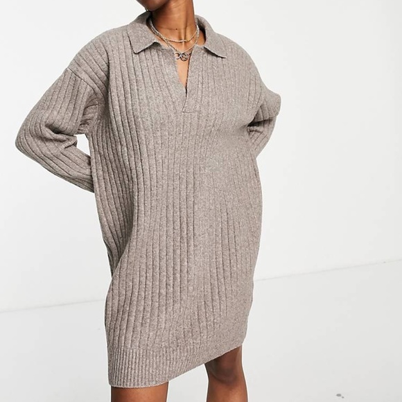 Weekday | Dresses | Weekday Husky V Neck Chunky Ribbed Knit Sweater ...